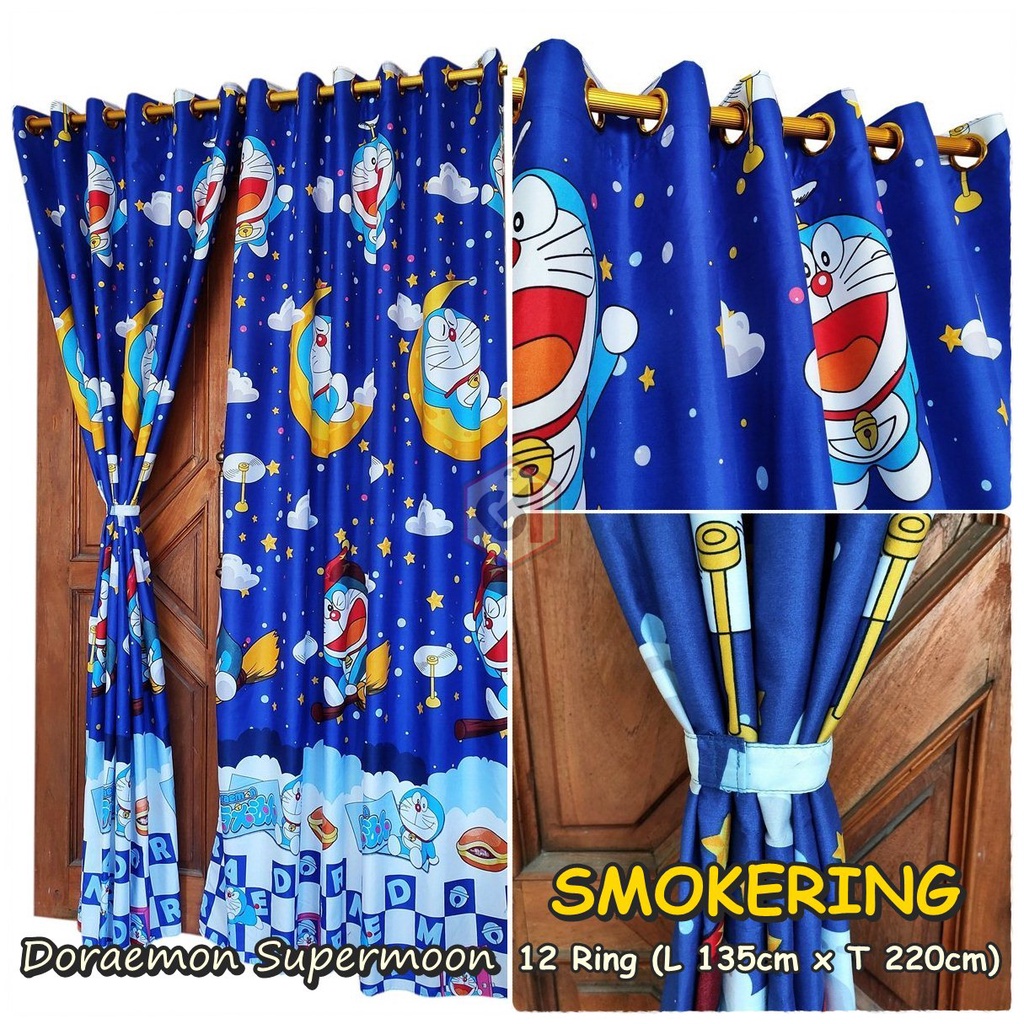 Jual Gorden Pintu atau Tirai Jendela || Model Smokring 12 || DORAEMON SUPERMOON | Shopee Indonesia