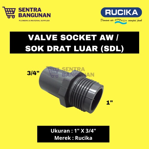 Jual SDL AW 1" x 3/4" FITTING PVC RUCIKA | SOCKET / SOK DRAT LUAR ...