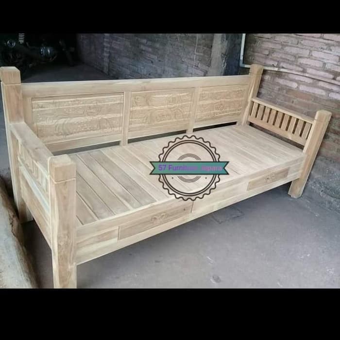 Jual Kursi risban jati ukir Jepara - Bale bale bangku ukuran 200x80cm ...