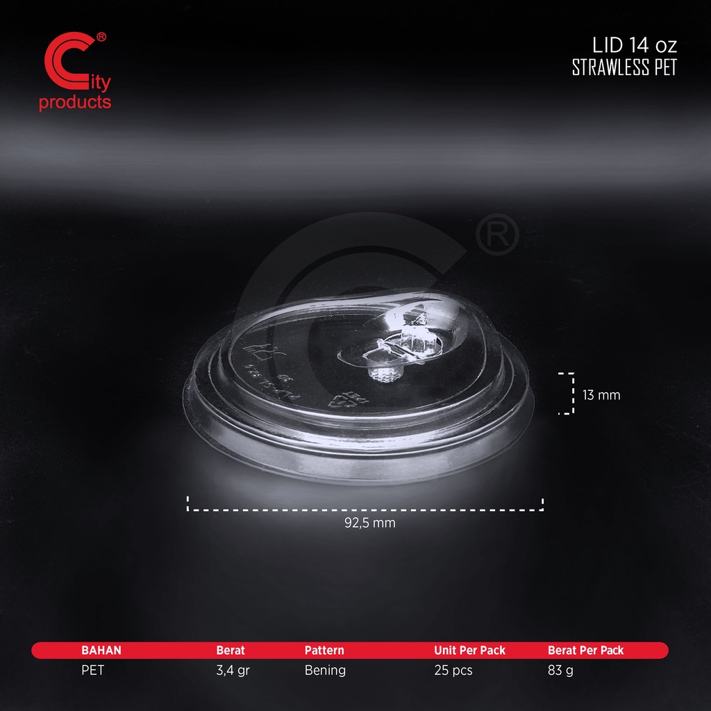 Jual Strawless Lid / Tutup Gelas Plastik 14 oz PET / Lid 14oz Strawless ...