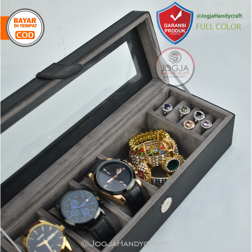 Jual Black Grey Box Tempat Jam Tangan isi 3 + Tempat Perhiasan ...