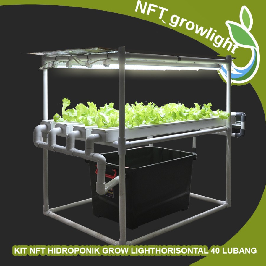Jual KIT NFT Hidroponik GROWLIGHT Horizontal 1 meter 40 LUBANG Tanam ...