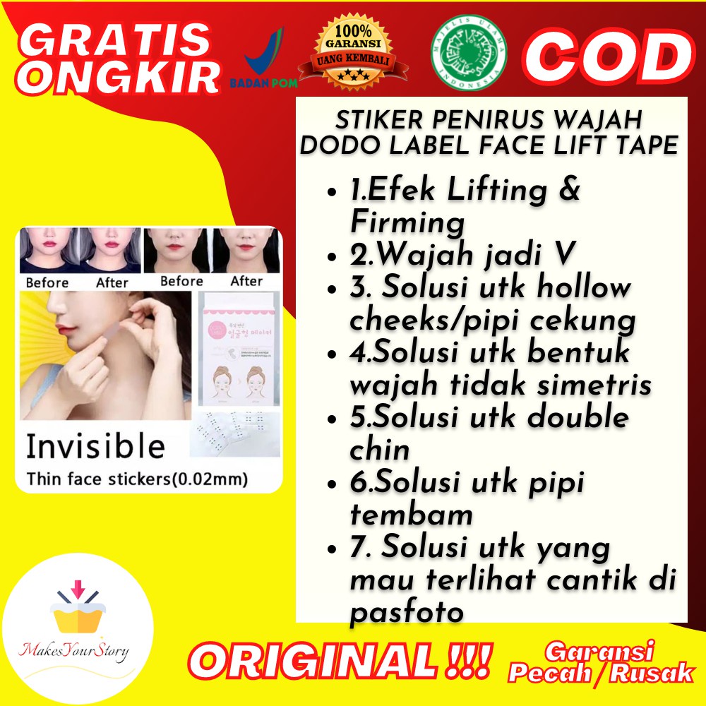 Jual STIKER PENIRUS WAJAH DODO LABEL FACE LIFT TAPE FOR V SHAPE ALAT PENIRUS PIPI ALAT TIRUS ...