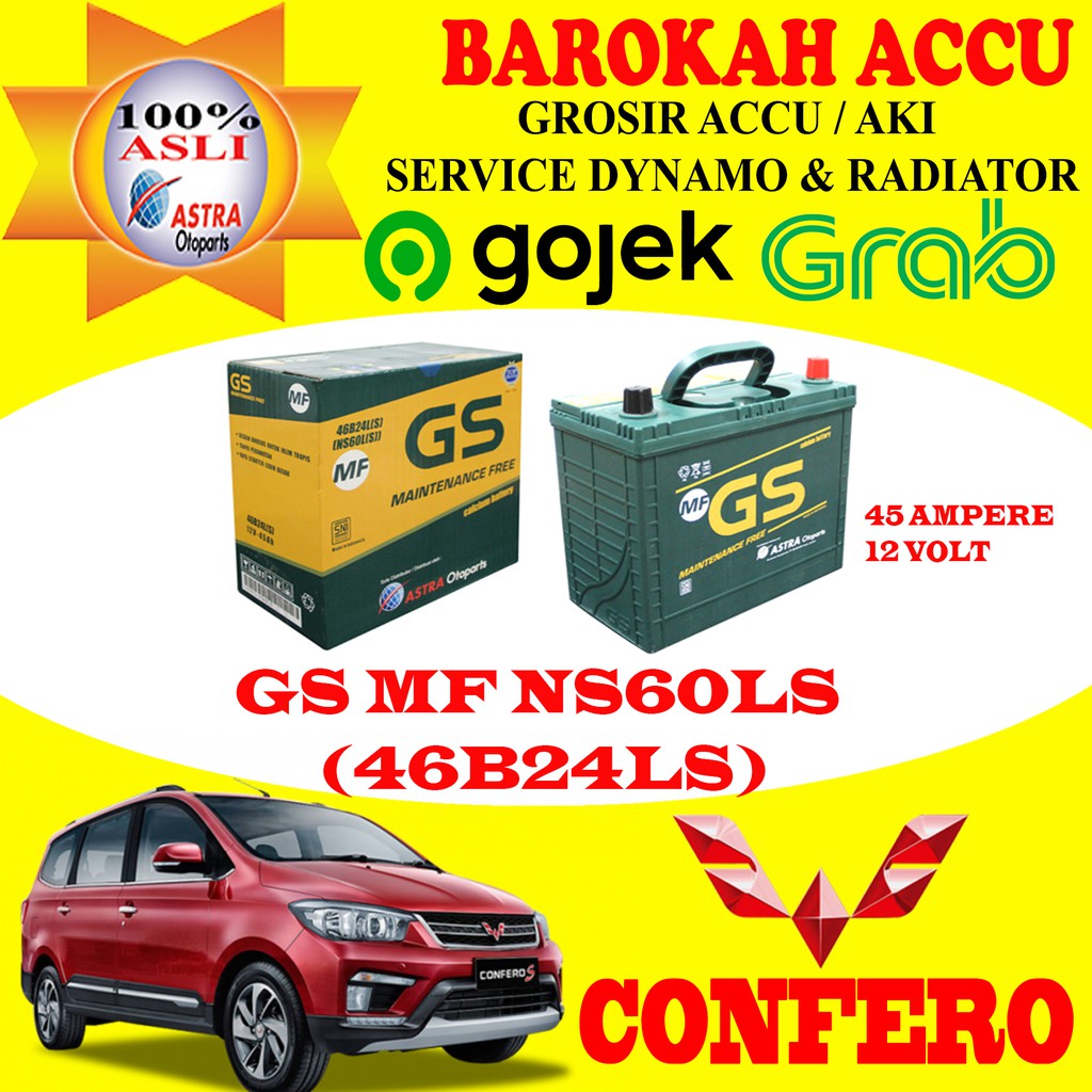 Jual AKI MOBIL WULING CONFERO GS MF NS60LS / 46B24LS , 45 AH ASTRA OTOPARTS | Shopee Indonesia