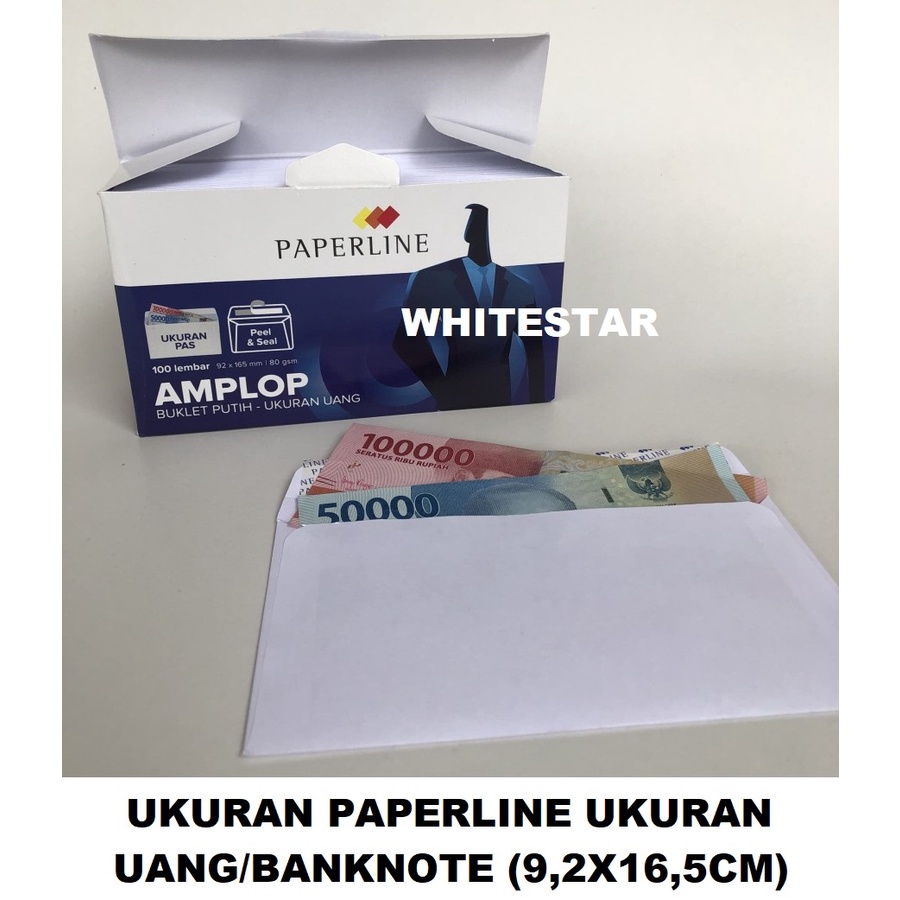 Jual amplop paperline ukuran uang / banknote 80 gsm (92x165 mm ...