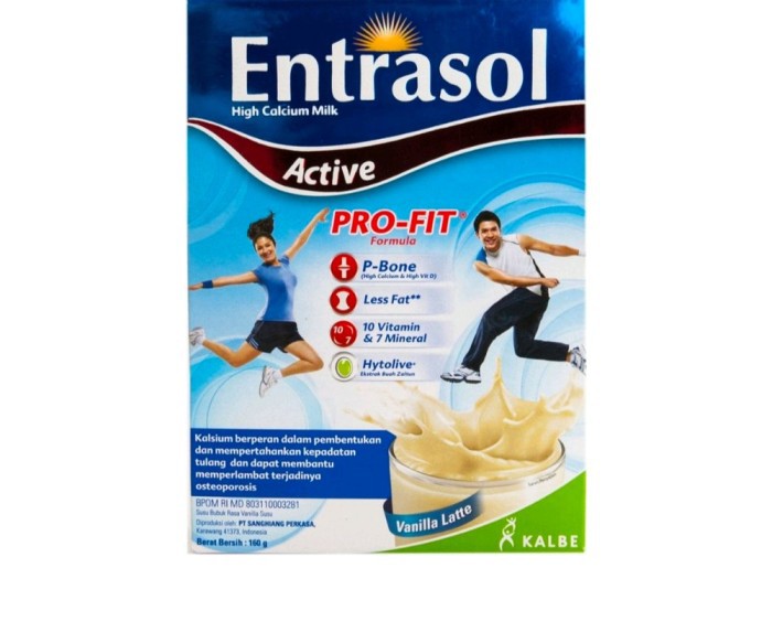 Jual Entrasol Active Hight Calcium Milk Rasa Vanilla Latte 160gr ...