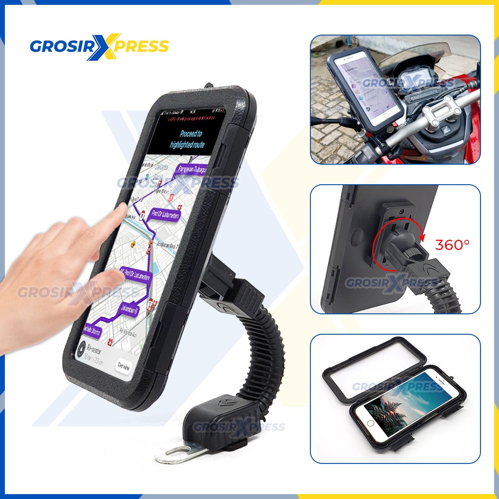 Jual Holder hp motor waterproof dudukan tempat penahan ponsel di SPION anti air mudah di gunakan ...