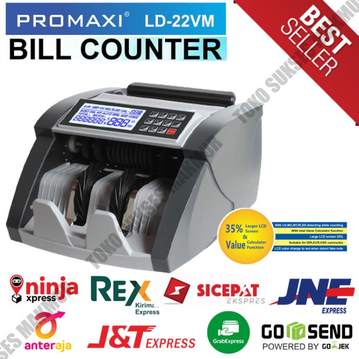Jual MESIN HITUNG UANG PROMAXI LD-22 VM / MONEY COUNTER ALAT LD22 VM ...