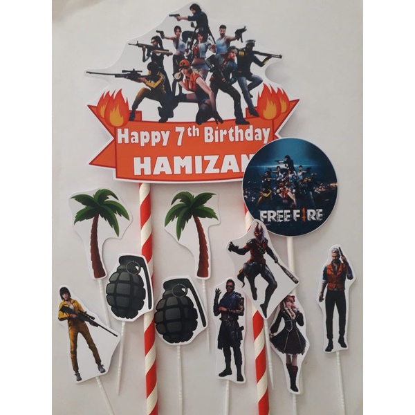 Jual TOPPER CAKE ULANG TAHUN GAMBAR FREE FIRE BISA CUSTOM NAMA | Shopee ...