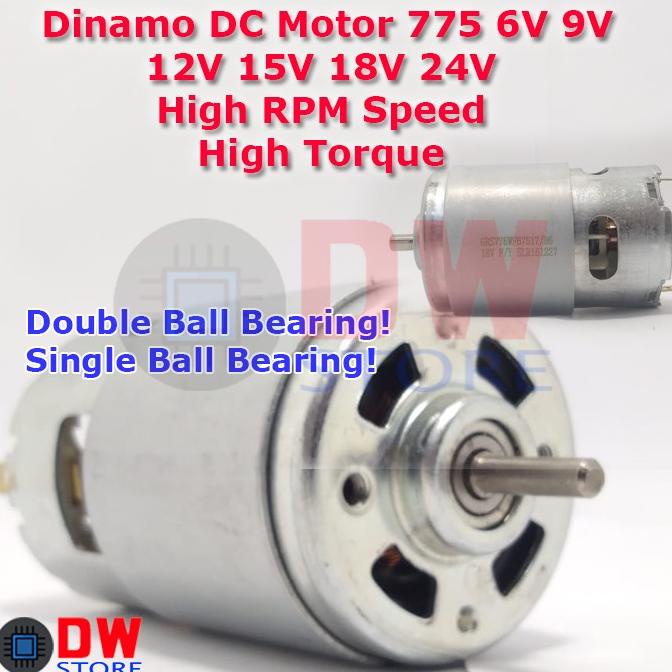 Jual Dinamo DC Motor RS-775 775 6V 9V 12V 15V 18V 24V 36V High Speed Torque dw-s22 Segera ...