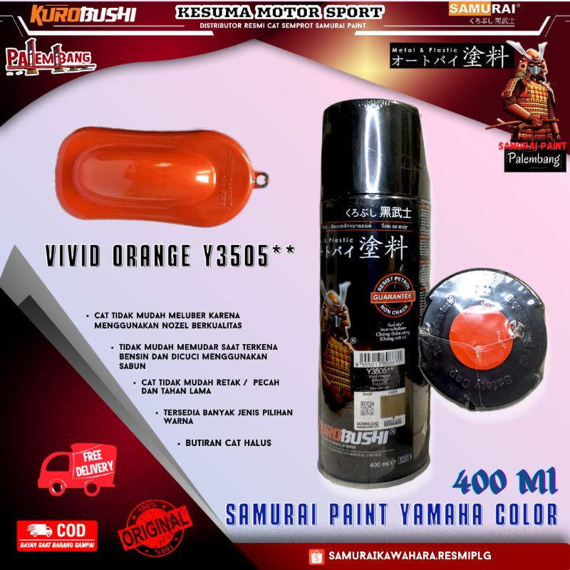 Jual Cat Pilok pilox Cat Semprot Samurai Paint Y3505** Vivid Orange 400ml 100% Garansi Original ...