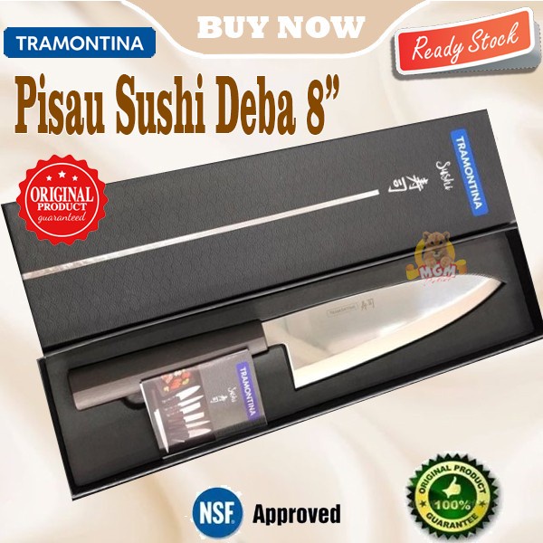 Jual Tramontina Deba 8in Silver pisau sushi line japan precision knife ...