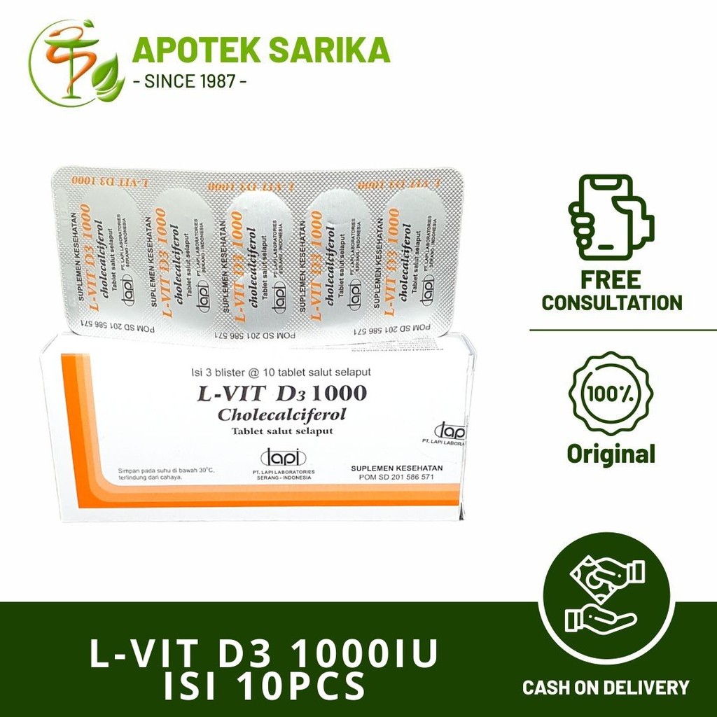 Jual L Vit D3 1000iu 1 Strip 10pcs (Vitamin D) | Shopee Indonesia