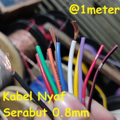 Jual 1 Meter Kabel NYAF 0.8mm Tebal 3mm @1M Tunggal Serabut Tembaga Murni Bisa diolder | Shopee ...