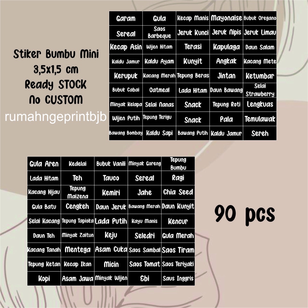 Jual Stiker Bumbu Mini 3,5x1,5 cm Ready STOCK No CUSTOM | Shopee Indonesia