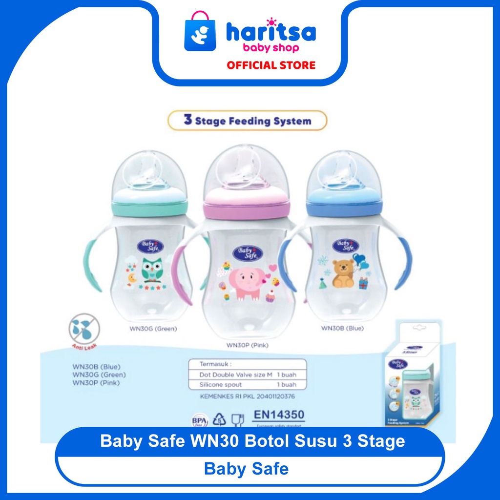 Jual Baby Safe Botol Susu Bayi Dot 2 Lubang Size M Silikon 3 Stage 0m+ 3m+ 6m+ Feeding System ...