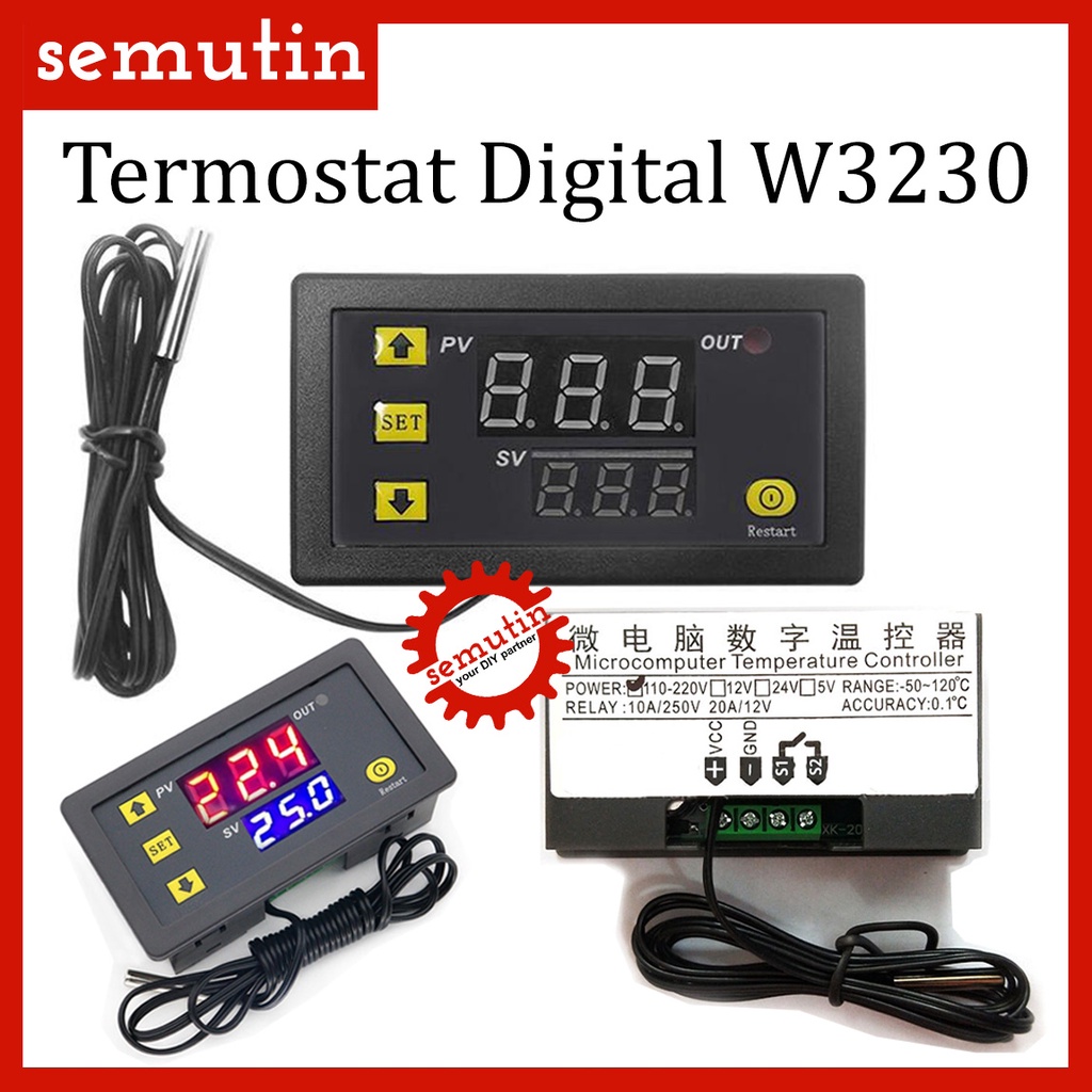 Jual Termostat Digital W3230 / AC 110-220V / DC 12V / Thermostat Pengontrol Temperatur Suhu LCD ...