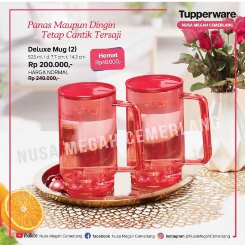 Jual deluxe mug tupperware + seal (2) / gelas tupperware / cangkir ...