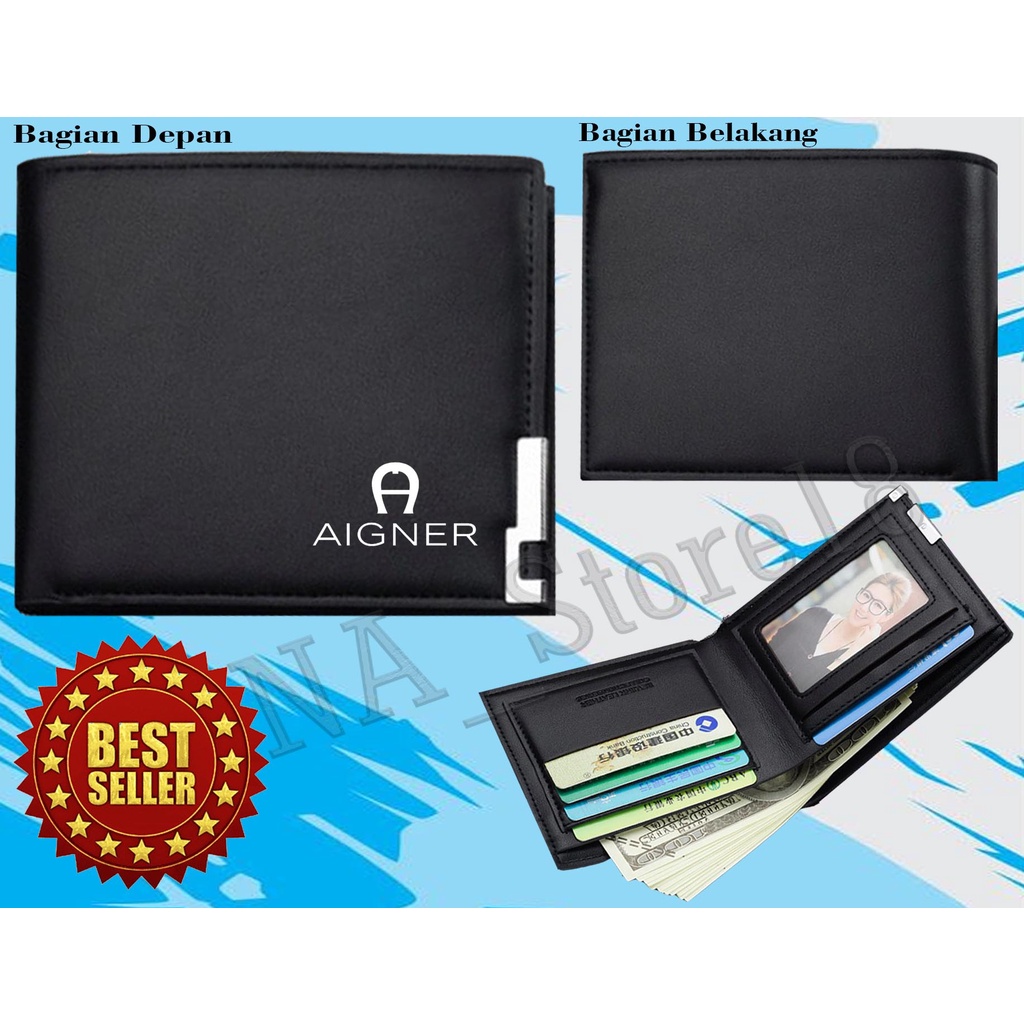 Jual Dompet Pria Lipat AIGNER Dompet Kulit Men Fashion Letter Wallet ...