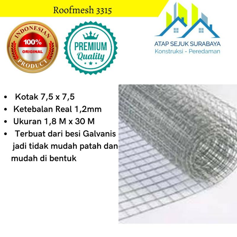 Jual Roofmesh 3315 Galvanis Premium 1,8 x 30m Tebal 1,2mm dan 1,3mm ...