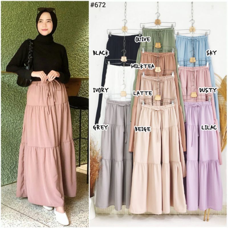 Jual Rok panjang kekinian terbaru modern polos motif korea | Shopee ...