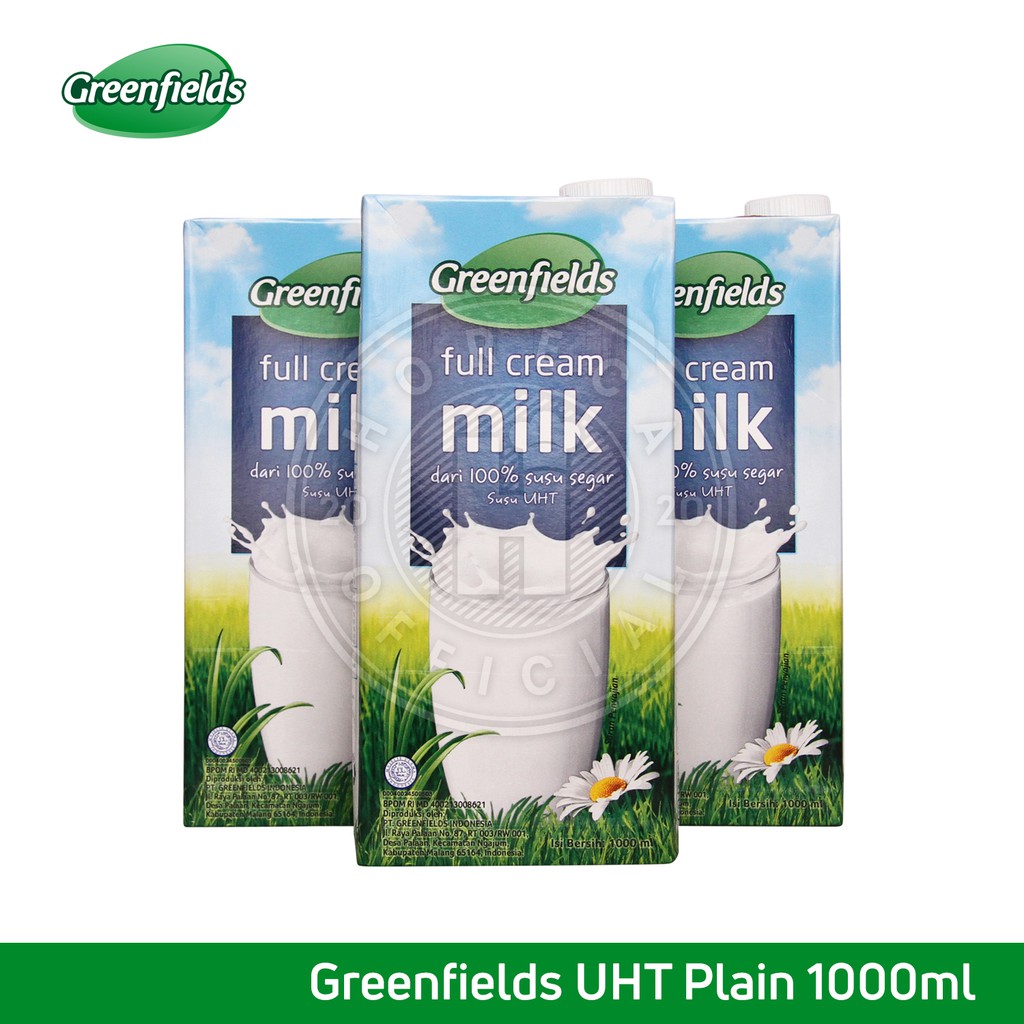 Jual UHT GREENFIELDS MILK PLAIN 1L / SUSU GREENFIELD FULL CREAM 1 LITER | Shopee Indonesia