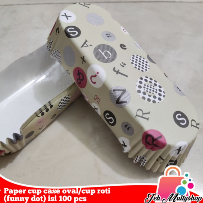 Jual Paper cup case laminasi oval/ cup roti (funny dot) isi 100 pcs ...
