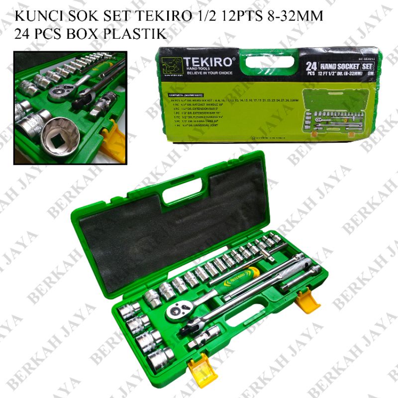 Jual TEKIRO Kunci Sok Set 6pts / 12pts handle 1/2 inch 8-32mm Socket ...