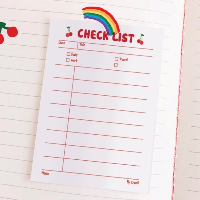 Jual Cherry Memopad Note Notes Tear Checklist Red To Do List Memo ...