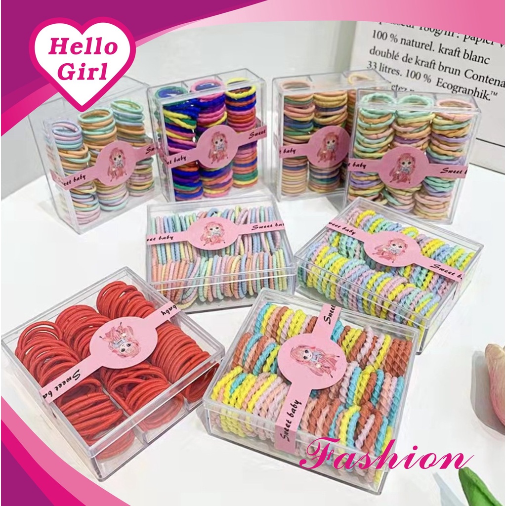 Jual (Hello Girl)F30 Ikat Rambut Kecil Per kotak Ikat Rambut Anak ...