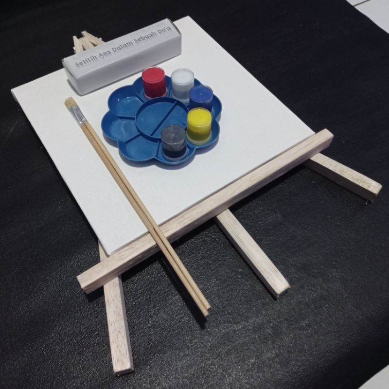 Jual paket melukis 40 set untuk tugas sekolah kanvas lukis easel palet ...