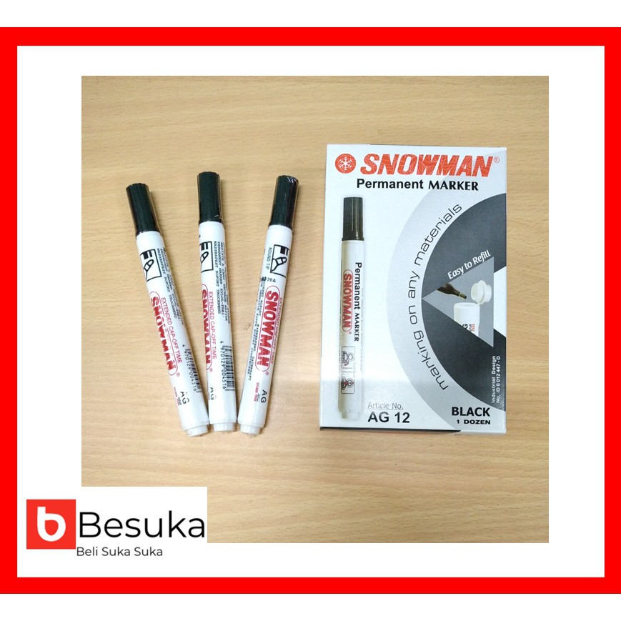 Jual SPIDOL SNOWMAN PERMANENT AG-12 (BLACK) | Shopee Indonesia