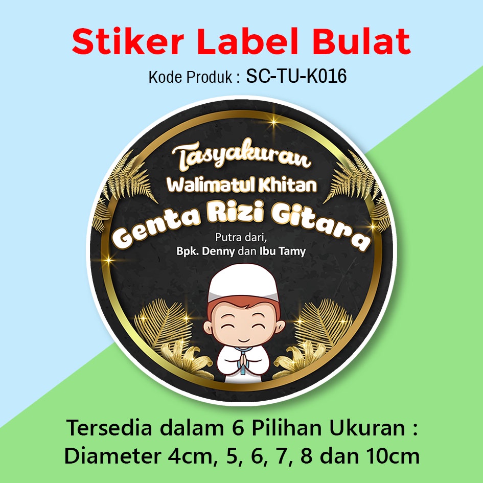 Jual STIKER LABEL KHITANAN ANAK STICKER TUMPENG MINI SOUVENIR KARTUN ...