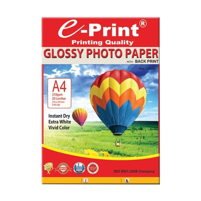 Jual Kertas Foto E-Print Glossy Photo Paper A4 210gsm | Shopee Indonesia