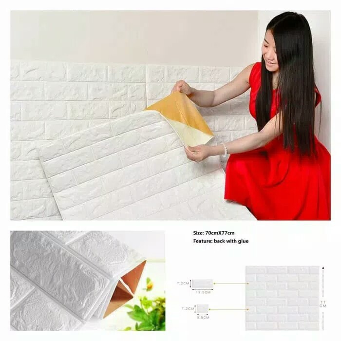 Jual Wallpaper Dinding Bata Putih 3D Foam Brick - Wall Paper 3D Foam ...