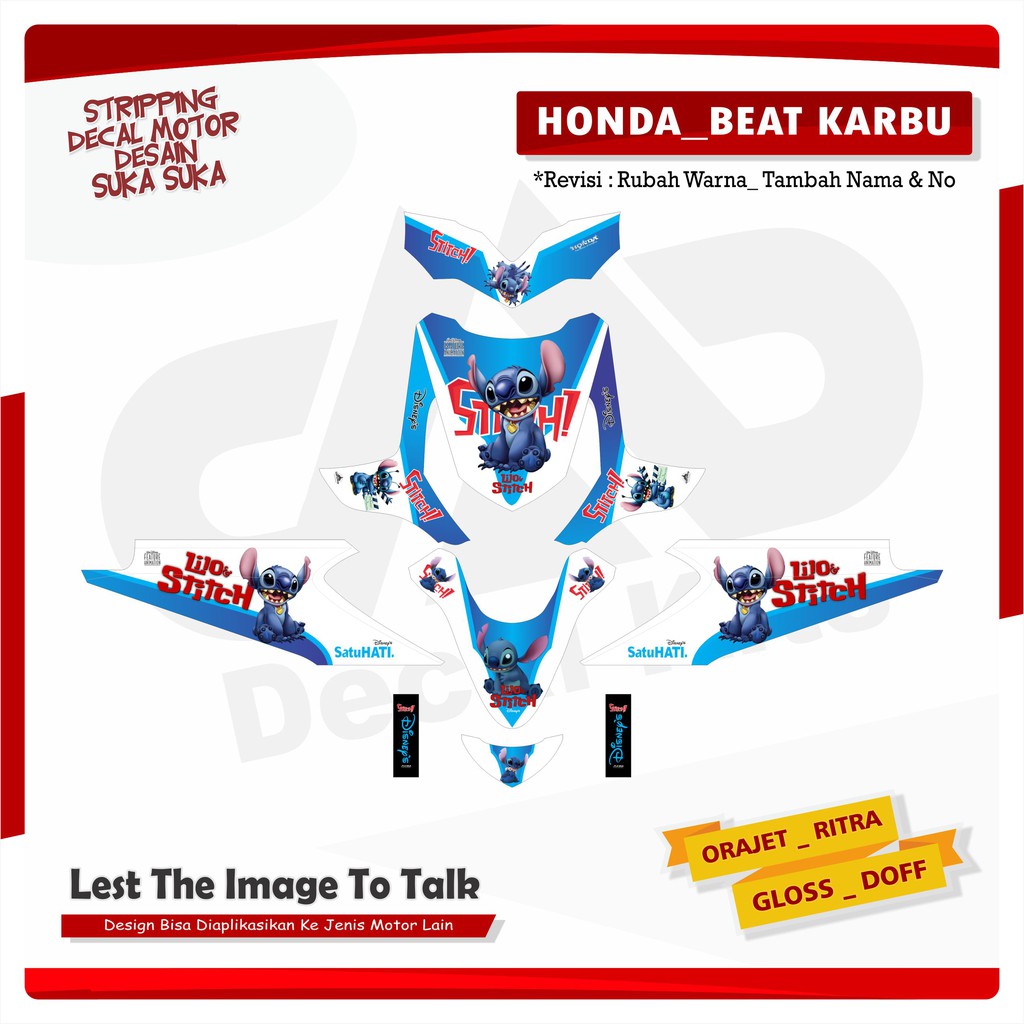 Jual Stiker Motor Beat Decal Motor Beat Stiker Beat Karbu STITCH Full ...