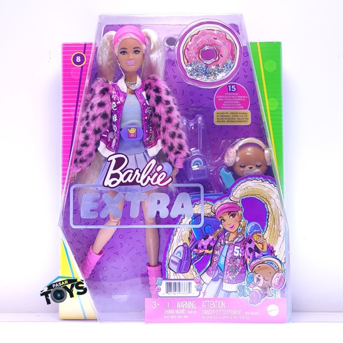 Jual Barbie Extra Doll 8 in Pink Sparkly Varsity Jacket with Furry Arms ...
