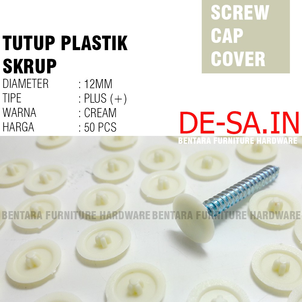 Jual 50 X TUTUP SKRUP PLASTIK BEIGE CREAM MODEL PLUS (UNTUK SKRUP FLAT ...