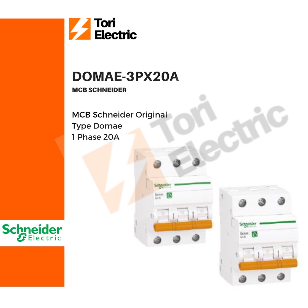 Jual SCHNEIDER MCB DOMAE DOMAE-3PX20A 3 PHASE 20A | Shopee Indonesia
