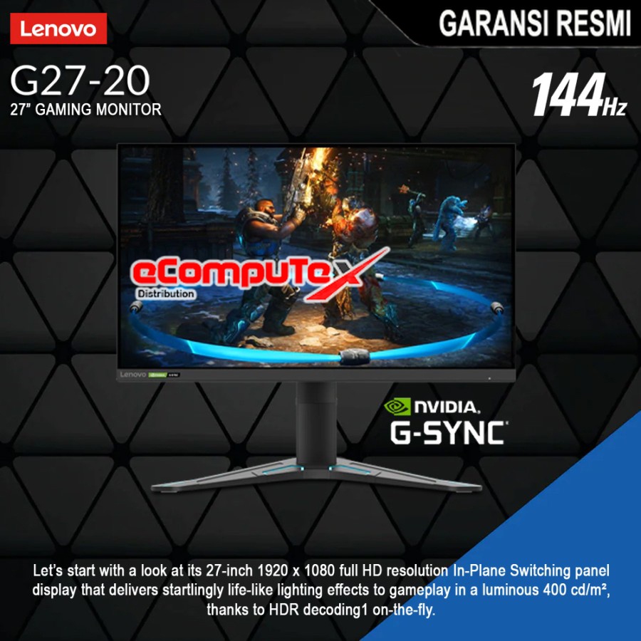 Jual MONITOR GAMING LED G27-20 27 INCH 144HZ HDMI 1MS - GARANSI RESMI ...