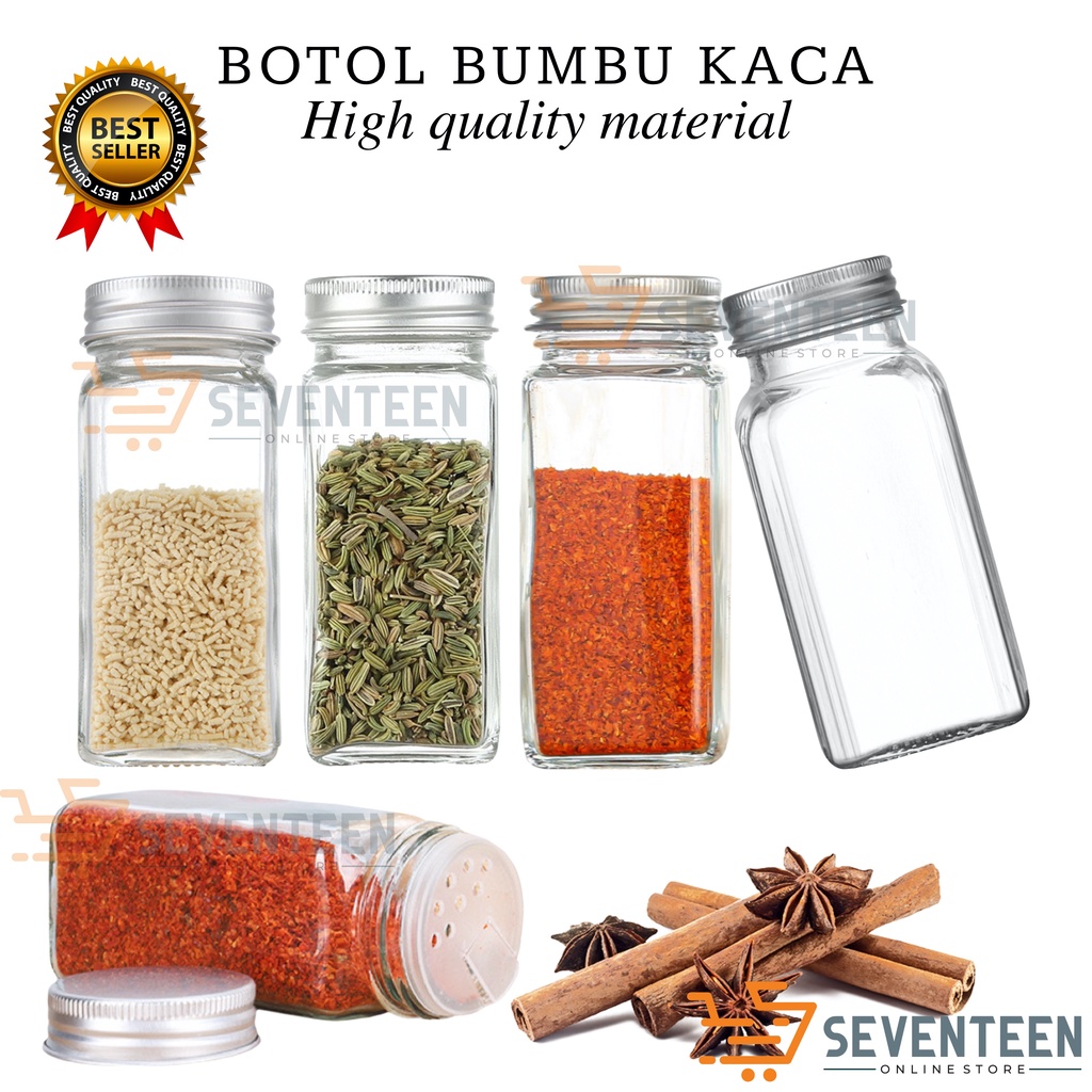 Jual SEVENTEEN BOTOL BUMBU KACA TEMPAT BUMBU DAPUR TUTUP BOTOL BUMBU ...