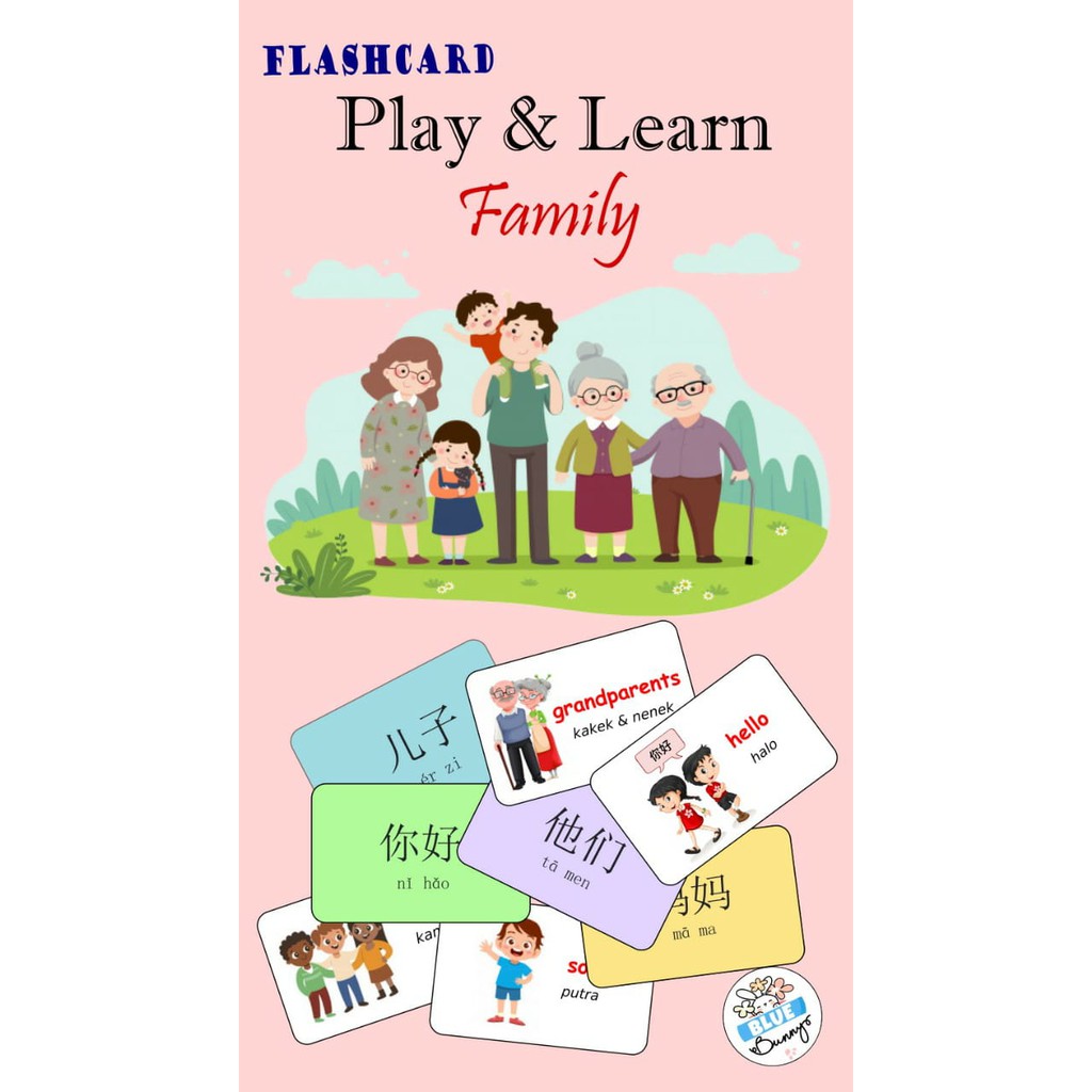 Jual Flashcard Family Series in Mandarin - English - Indonesia / Kartu ...