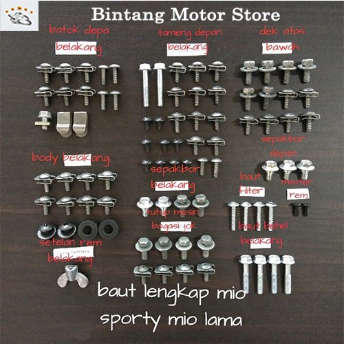 Jual Full Set Baut Full Body Motor Yamaha Matic Mio Sporty Lengkap ...