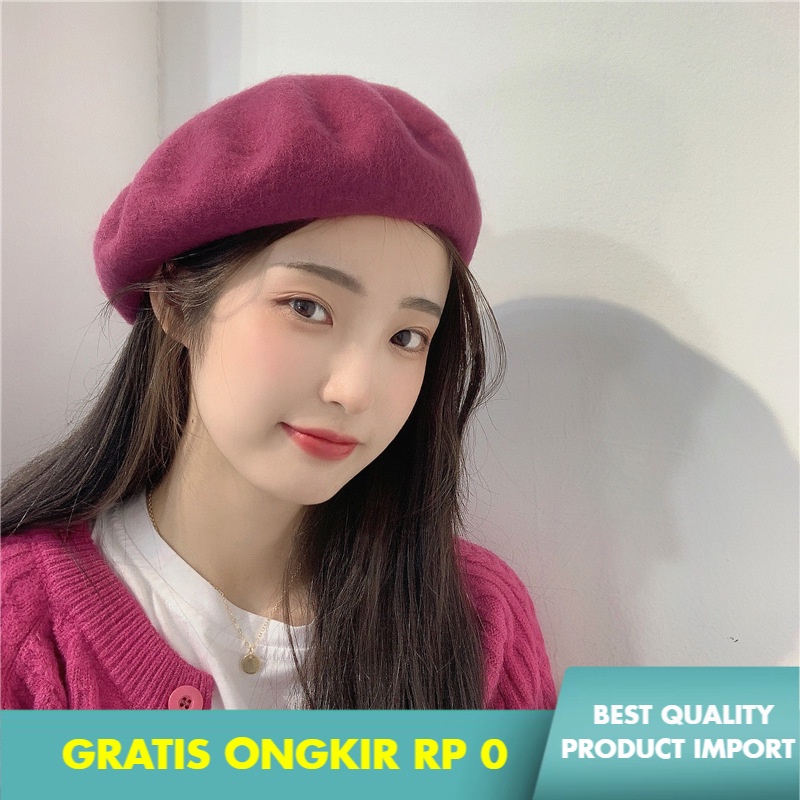 Jual Topi Baret Fashion Wanita Warna ~ Wol Baret Wanita Jepang Liar ...