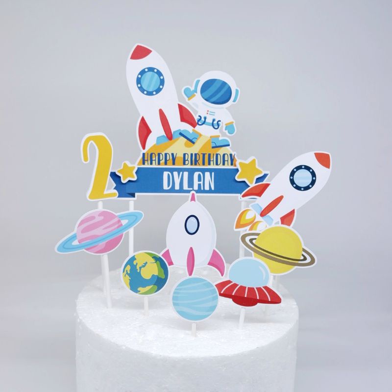 Jual Cake Topper 3D Custom Nama Karakter Astronot Astronaut Space Luar ...