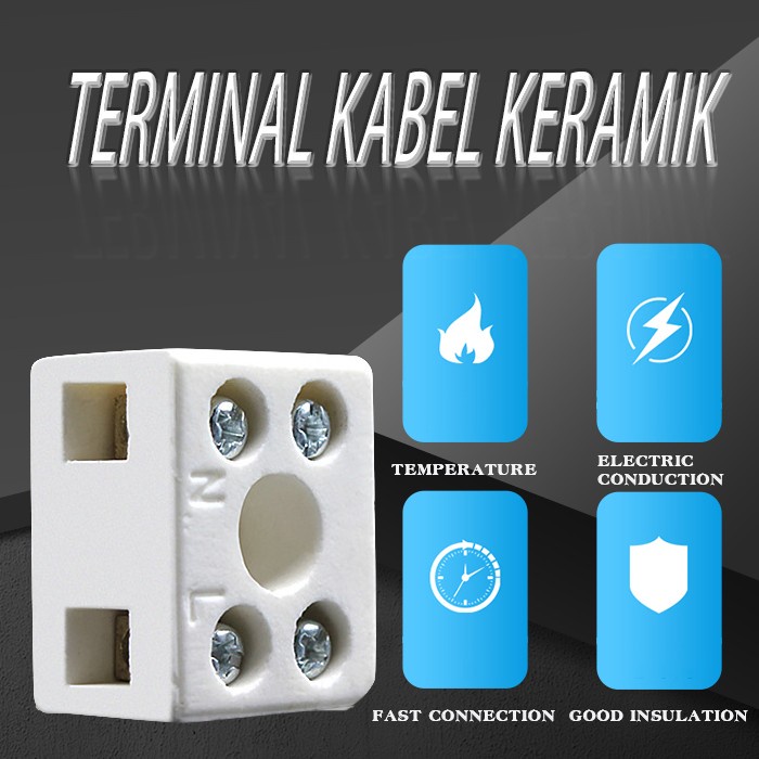 Jual TERMINAL BLOCK KERAMIK 2 POLE 10 AMPERE / TERMINAL KERAMIK TAHAN ...