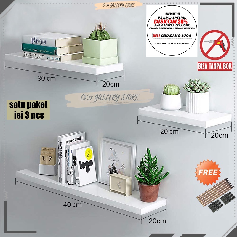 Jual Rak Hiasan Ambalan Hambalan 3 PCS Lebar 20CM Tempat penyimpanan ...