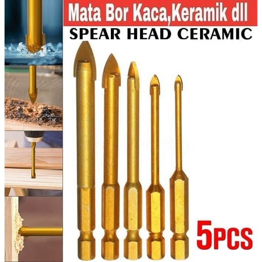 Jual Mata Bor Segitiga Kaca Keramik Granit Porselen Tembok Isi 5 Set ...