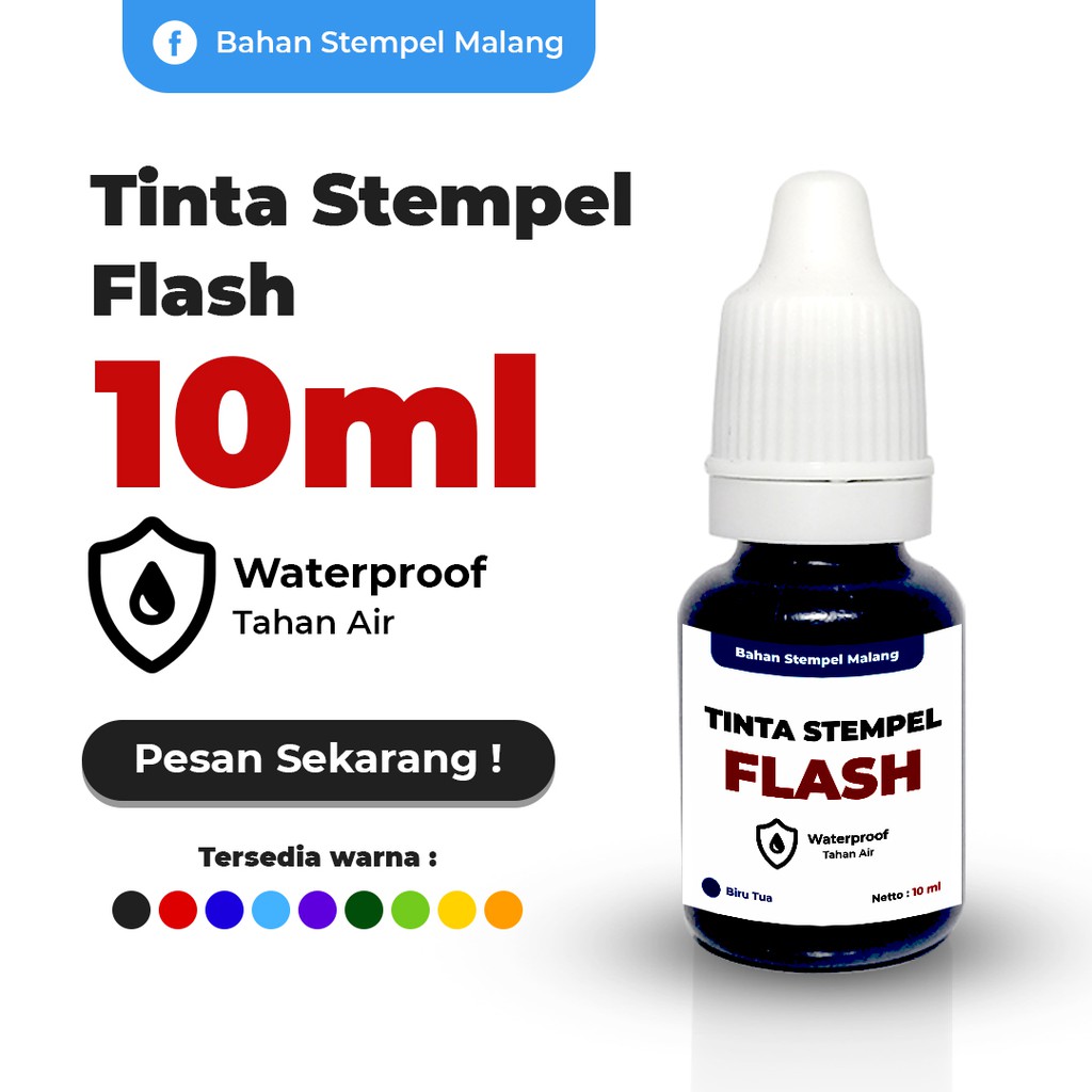 Jual Tinta Isi Ulang Stempel Flash 10ml Waterproof - Berbagai Warna ...