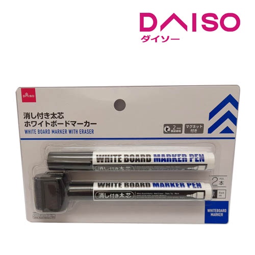 Jual Daiso White Board Marker -With Eraser - Thick Tip - Black - 2 pcs ...